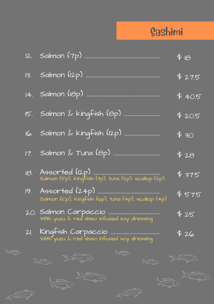 Menu | Saza Japanese Izakaya