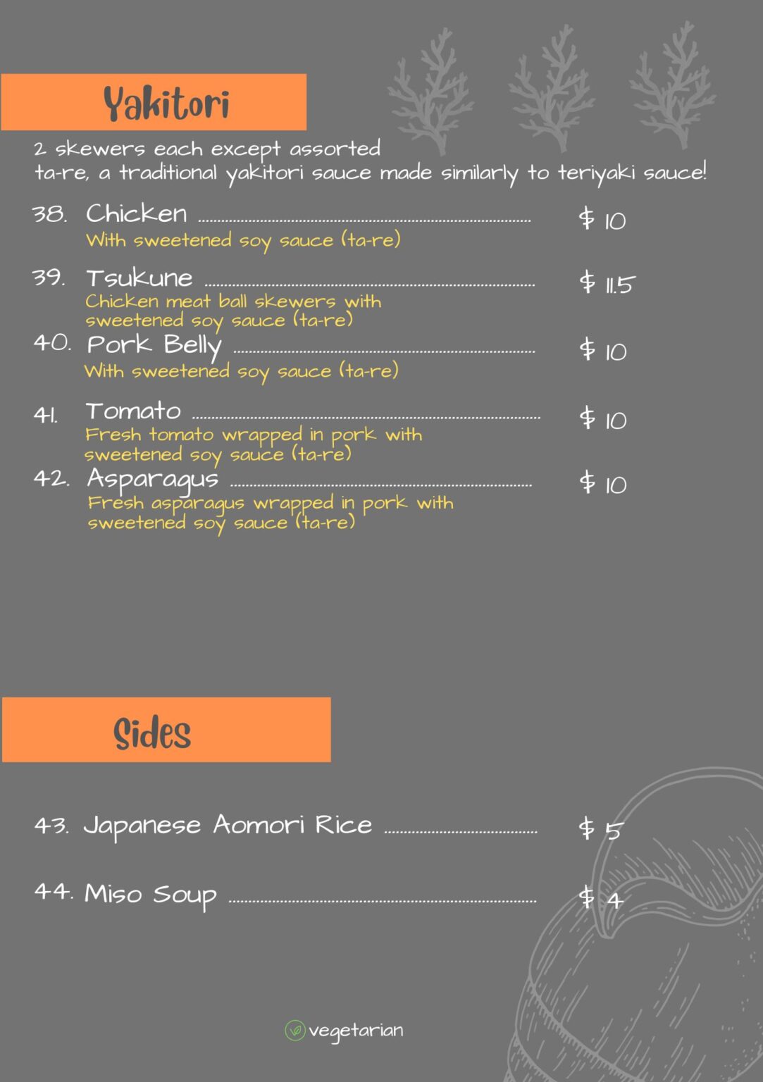 Menu | Saza Japanese Izakaya