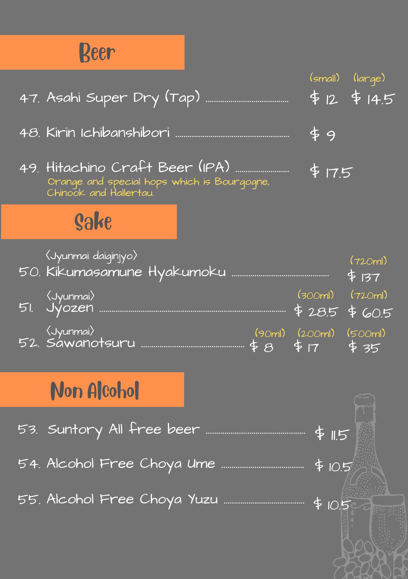 Menu | Saza Japanese Izakaya