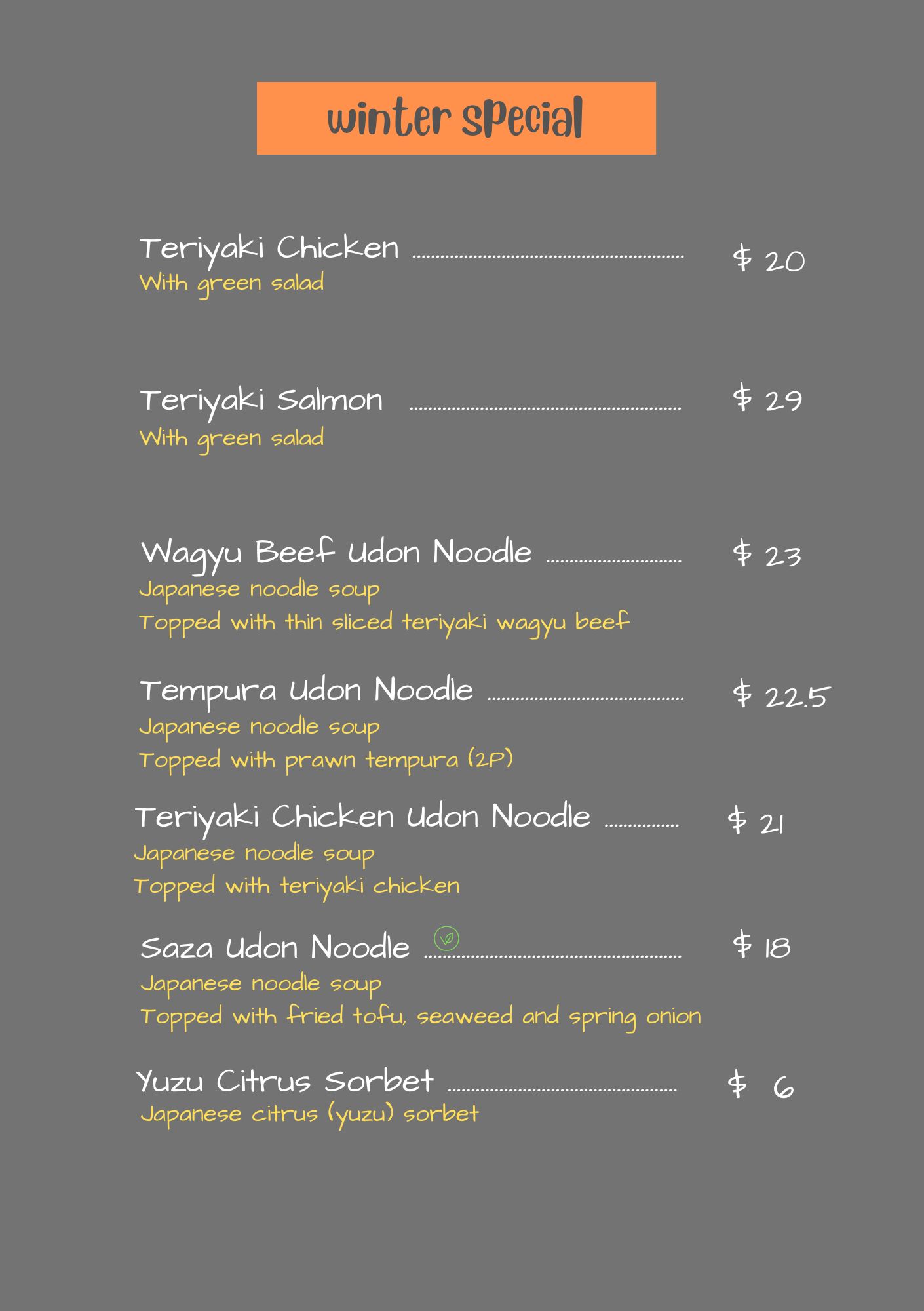 Menu | Saza Japanese Izakaya